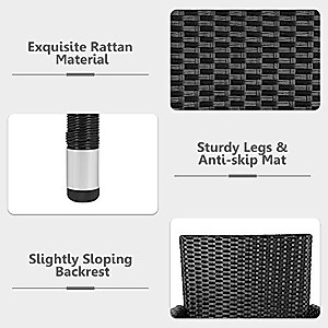 Casart Set of 2 Rattan Cushioned Chairs, Outdoor Wicker Dining Armchairs, Perfect for Porch, Patio and Balcony