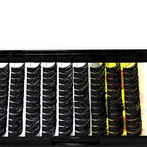 Hannahool Large Pack Wide Stem Cluster Eyelashes D Curl 10-20mm Available Handmade D Curl Wide Stem Individual False Eyelashes 5D Volume DIY Eye Lashes Extensions Beauty Tools (16mm)