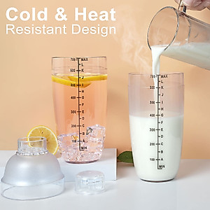 Plastic Cocktail Shaker - 4pcs Clear Cocktail Shaker Set with 4pcs Plastic Cocktail Double Measuring Jigger