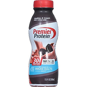 Premier Protein Shake, Cookies & Cream, 30g Protein, 1g Sugar, 24 Vitamins & Minerals, Nutrients to Support Immune Health 11.5 fl oz