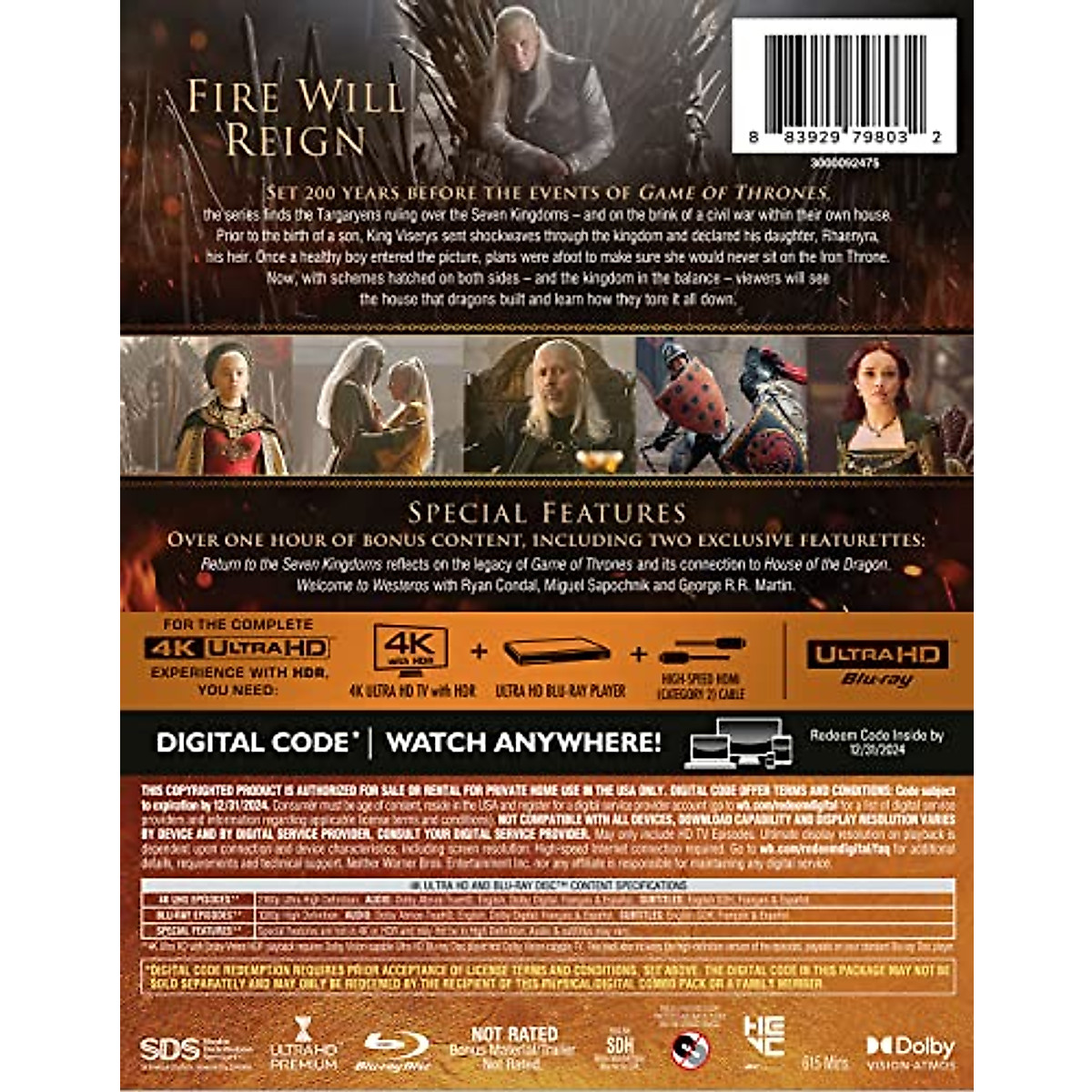 House of the Dragon: The Complete First Season (4K Ultra HD/Blu-ray/Digital) [4K UHD]