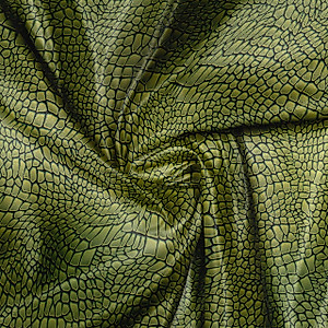 Lunarable Alligator Fabric by The Yard, Realistic Style Digital Illustration of Crocodile Reptile Animal Skin, Decorative Satin Fabric for Home Textiles and Crafts, 2 Yards, Olive Green