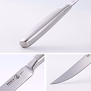 Messermeister Avanta 5” Fine Edge Steak Knife Set - German X50 Stainless Steel - Rust Resistant & Easy to Maintain - Includes 4 Steak Knives