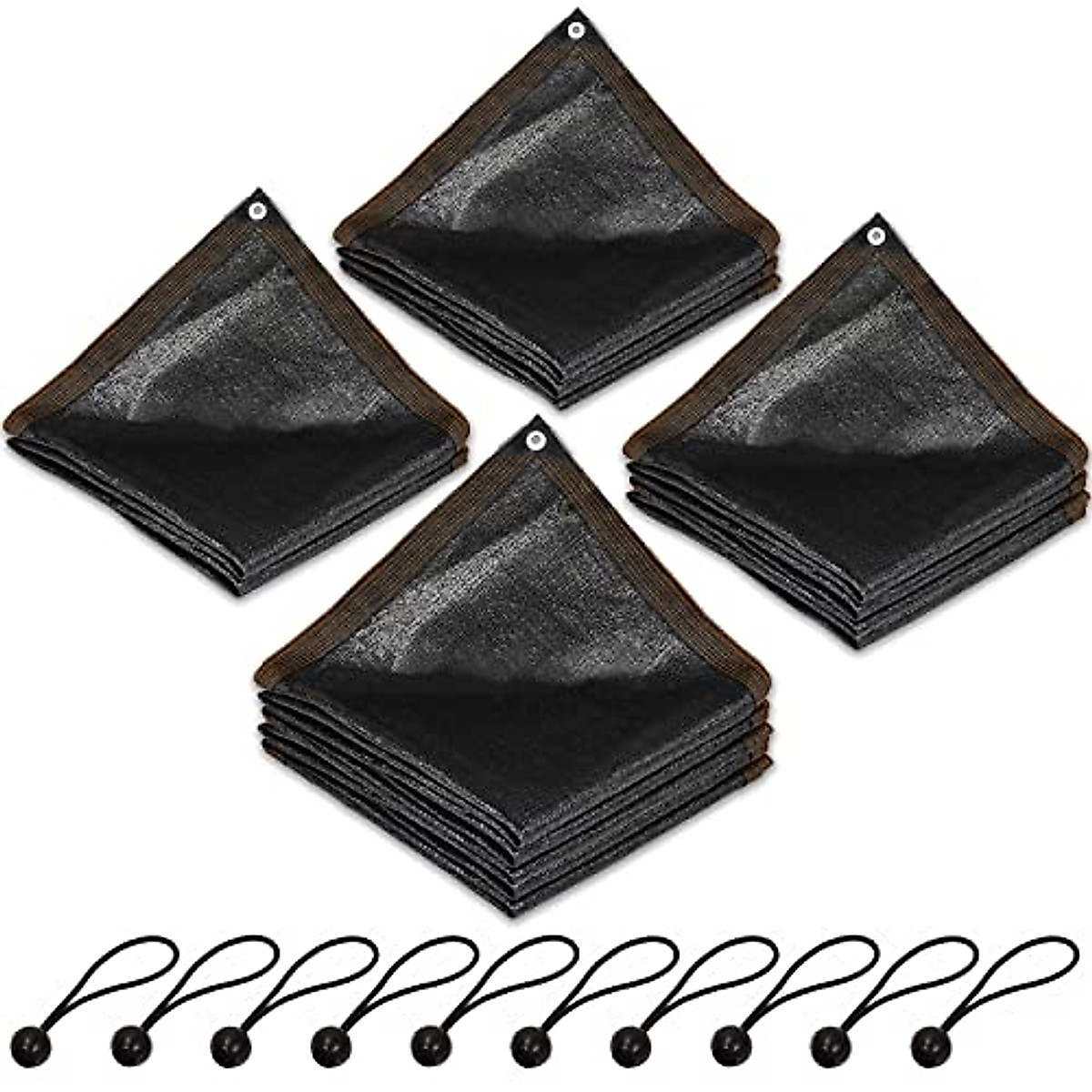 Swpeet 11Pcs 10ft x 20ft 70% Black Shade Cloth with Grommets and Bungee Cord Assortment Kit, Greenhouse Garden Shade Cover Plant Shades Garden Shade Mesh Sunblock Shade for Plant Cover