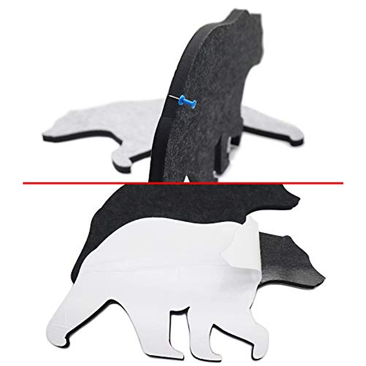 Omitfu Bulletin Strip Bar 2Pcs Bear Shape Felt Pin Board Self Adhesive Cute Bulletin Memo Boards Strip Wall Decorative Tiles with Pushpins - 14 x 8 x 0.5 inches