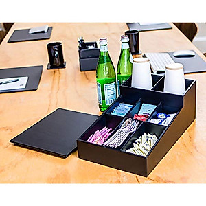 Dacasso Leather Coffee Condiment Organizer, Black