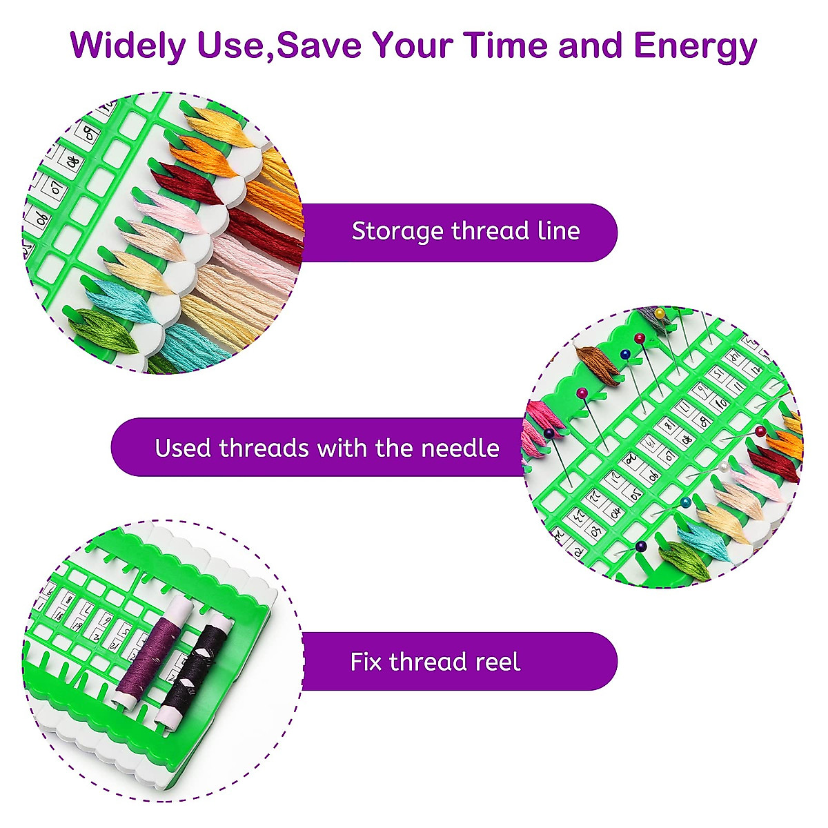 50 Positions Floss Organizer Embroidery Shelf, Luxiv Thread Organizers for Cross Stitch Embroidery Thread Holder with 15 Pcs Replaceable Paper Card Sewing Needle, Embroidery Floss Organizer…