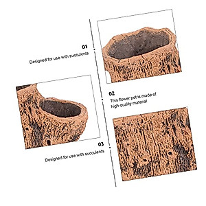 DOITOOL 1pc Stump Orchid Home S Indoor Garden Outdoor Flower Hole Plants Cactus for with Succulent Drainage Flowerpot Pot Bowl Planter Cement Decoration Desktop Container Bonsai Driftwood