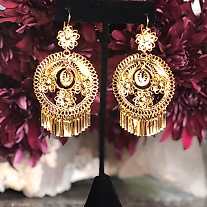 Folklorico Earrings, 3-Flowers (Medium) Size, Day of the Dead, Mexican Earrings