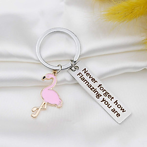 Motivational Flamingo Keychain Never Forget How Flamazing You are Keychain Flamingo Lover Jewelry Gift for Family BFF Animal Lovers