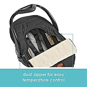JJ Cole Infant Car Seat Cover, Winter Resistant Stroller and Baby Carrier Cover, Black