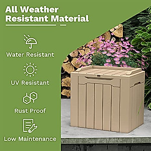 Patiowell 30 Gallon Resin Deck Box, Outdoor Storage Box for Patio Furniture, Deliveries, Pool Supplies,Waterproof and Lockable, Light Borwn