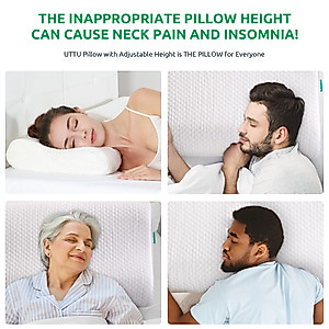 UTTU Cervical Pillow for Neck Strain Relief, Memory Foam Neck Pillow for Sleeping, Contour Cooling Pillow for Side Sleeper, Adjustable Orthopedic Sandwich Pillow, King(27.6"×15.7"×4.7"/3.9")