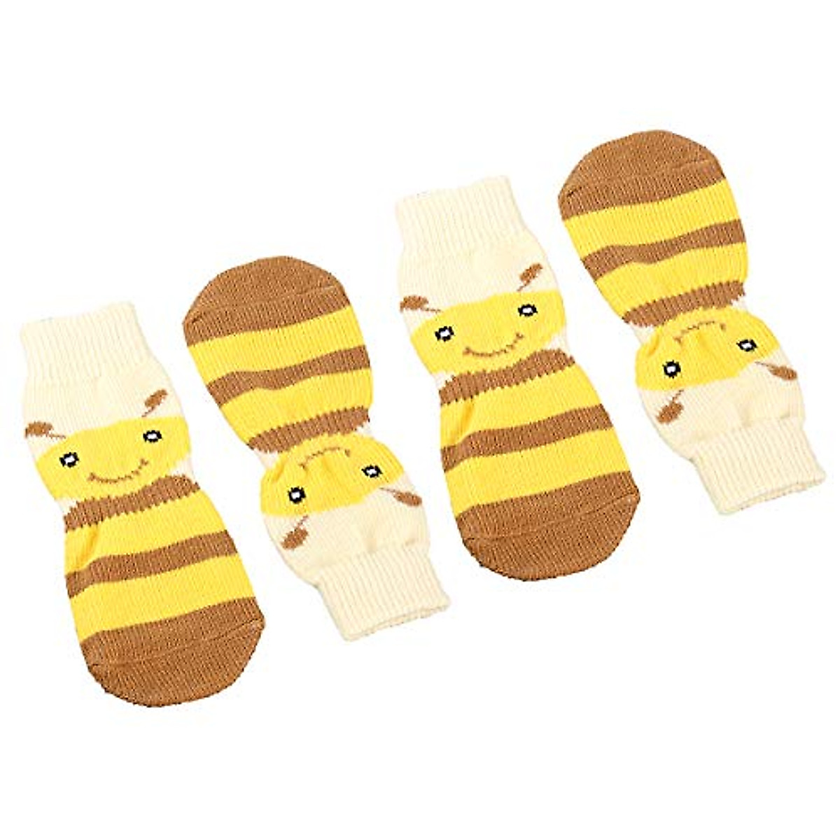 Baluue 4pcs Warm Knitted Socks Anti- Slip Bee Socks Adorable Stockings Pet Supplies (Yellow, Size 5XL) Pet Supply