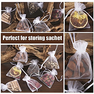 FOBGEL 50 Pcs White Organza Bags 3.5x4.7 (9x12cm), Drawstring Jewelry Gift Bag, Gift Bags Medium Size, For Party, Jewelry, Christmas, Lavender, Festival, Bathroom Soaps, Makeup, Organza Favor Bags