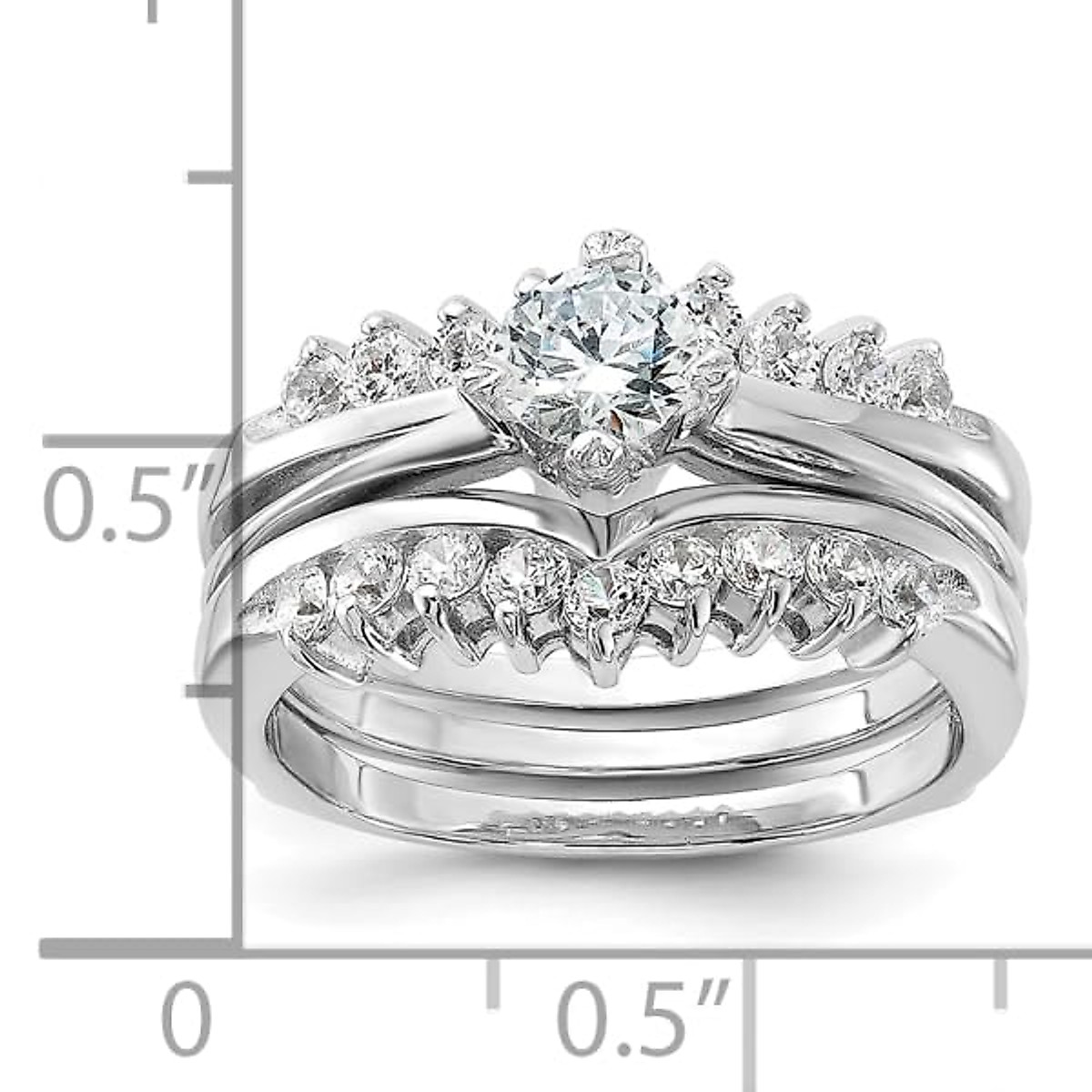 IceCarats 925 Sterling Silver Cubic Zirconia CZ Wedding Band Engagement Ring Bridal Jewelry Set
