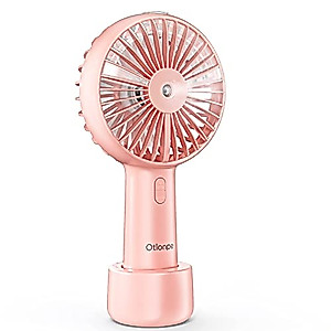 Otlonpe Misting Fan Portable, Desk Handheld Fan 3 Speeds Small Mister Rechargeable Fan with 2500mAh Battery, Water Spray Travel Personal Fan for Kids Women Men Home Office Outdoor (Pink)
