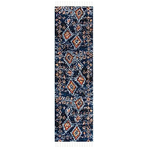 SAFAVIEH Morocco Collection 6'7" Round Navy / Multi MRC941N Moroccan Boho Tribal Area Rug