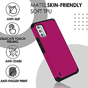 PT Tempered Glass + Shockproof Hybrid Cover Phone Case for Nokia G310 5G + Gift Stand (Dark Pink)
