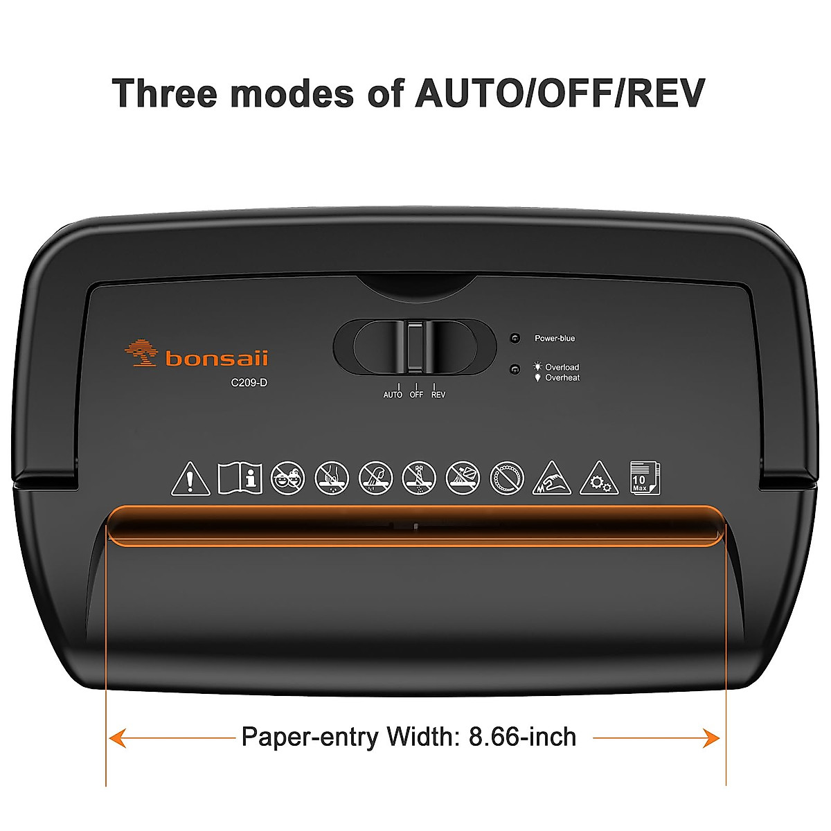 Bonsaii 10-Sheet Cross Cut Paper Shredder, 5.5 Gal Home Office Heavy Duty Shredder for Credit Card, Staple, Clip with Transparent Window(C209-D)