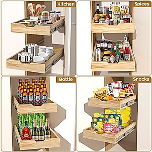 BORISI Pull Out Drawers for Cabinets,14" W x 21" D, 1 Tier Heavy-Duty Slide out Wood Drawer Shelf, Pull Out Cabinet Organizer for Kitchen, Pantry, Bathroom