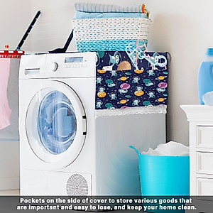 Kigai Cute Sloth Space Star Washing Machine Cover, Top Load Washer Dryer Fabric Cover with Storage Bags for Home Appliances Dust Proof Covers for Refrigerator Oven