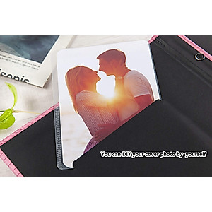 potricher Leather Photo Album 4x6 300 Photos for Family Wedding Anniversary Baby Vacation (Pink, 300 Pockets)