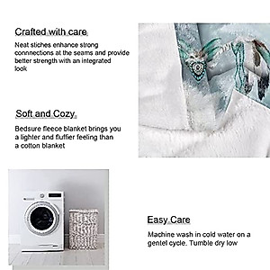 YISUMEI Wolf Dream Catcher Throw Blanket Blue Nebula White Wolf Fleece Blanket Soft Warm Cozy for Sofa Couch Bed 50"x60"