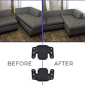 DERRILLA Universal Metal Sectional Couch Connectors Interlocking Furniture Clips Sofa Connector Brackets with Screws (Black, 4)