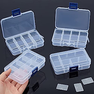 NBEADS 10 Pack 8 Grids Plastic Organizer Box, Clear Plastic Jewelry Dividers Box Organizer Mini Tackle Boxes Jewelry Storage Container for Beads Small Items Findings Storage, 2.7x4.7x0.89