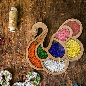 Lonjew Wood Swan Bead Storage Tray, Bead Case With Lid, Seed Beads Organizer Container Transparent Clear Lid, Bead Tray Magnet Cover, Magnetic Needle Holder