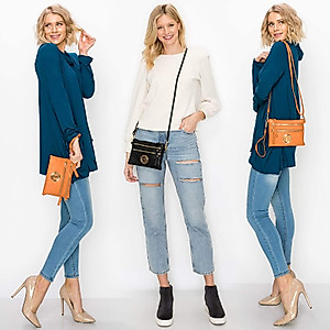 Solene Women's Detachable Wristlet Crossbody Bag With Multi Zipper Pockets-WU001L(Charcoal Grey)