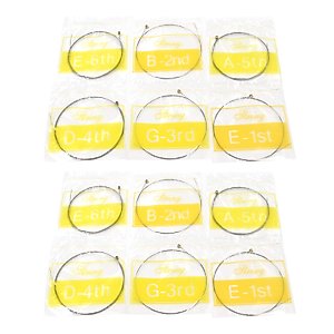 Geesatis 2 Set of 6 Electric Guitar Strings Single Electric Guitar Strings Replacement Steel String, E-1st, B-2nd, G-3rd, D-4th, A-5th, E-6th, Silver, Clear and Beautiful Tone
