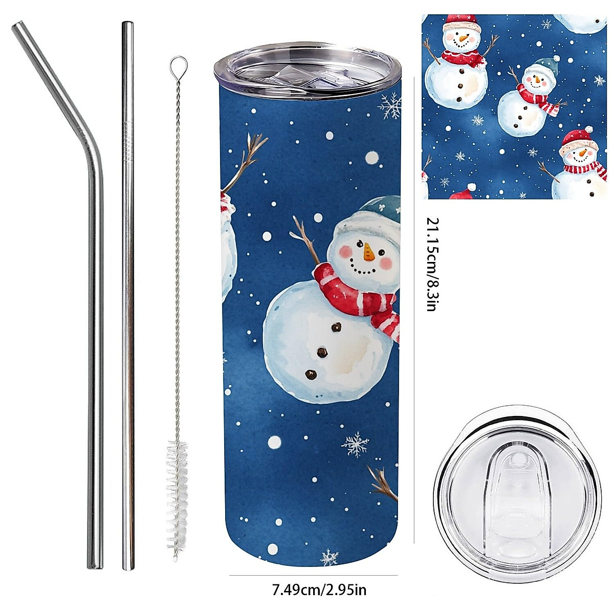 Medpol Christmas Snowman tumbler with lid and straw 20 oz insulated tumbler cups Christmas Snowman insulated travel coffee mugs for women cute sippy cups stainless insulated travel cups
