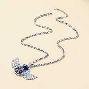 Angel Wings Necklace Chain with Picture Jewelry Gifts Photo Necklace for Men friend Husband Father
