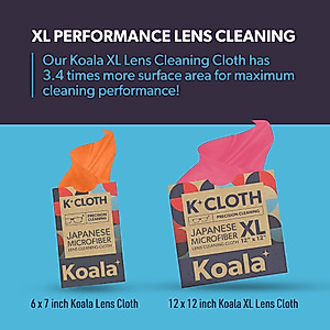 Koala Lens Cleaning Cloth | Japanese Microfiber | Glasses Cleaning Cloths | Eyeglass Lens Cleaner | Eyeglasses, Camera Lens, VR/AR Headset, and Screen Cleaning | Pink & Orange (Pack of 3)