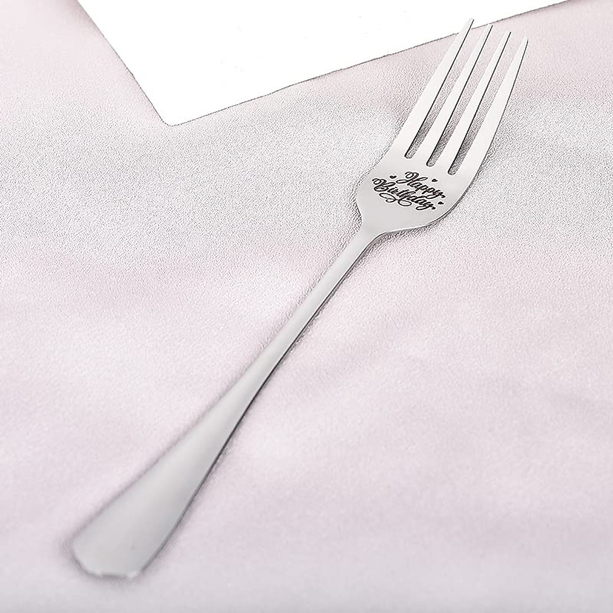 Happy Birthday Fork Gifts for Women Men Birthday Gifts for Friend Sister Brother Daughter Son Engraved Forks Salad Dessert Lover Gift for Him Her