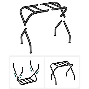 SONGMICS Luggage Rack for Guest Room, Suitcase Stand, Foldable Steel Frame, for Hotel, Bedroom, Holds up to 110 lb, 27.2 x 15 x 20.5 Inches, Black URLR001B01V1