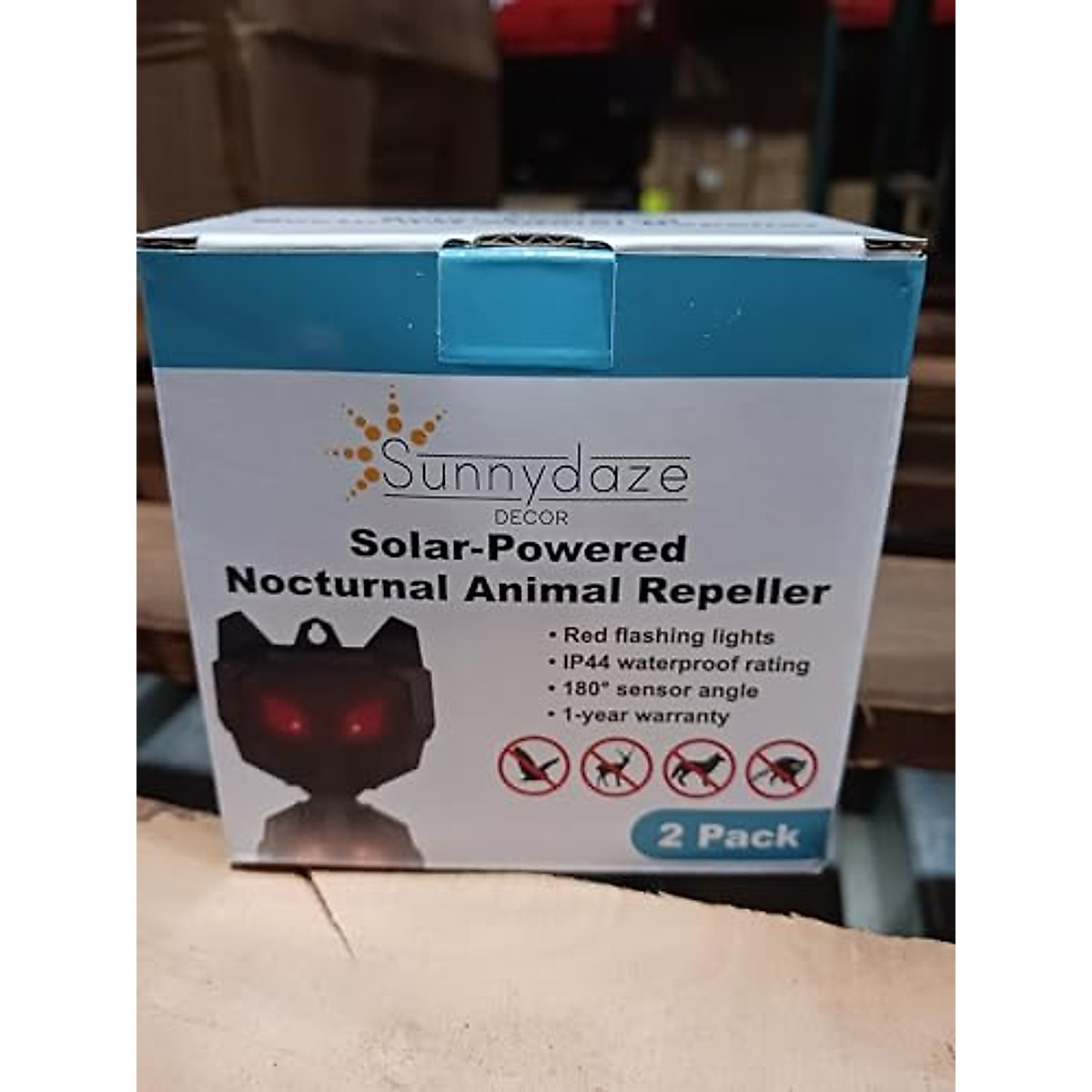 Sunnydaze Wall-Mounted Solar Nocturnal Animal Repellers - Waterproof Design - Red Flashing Lights - Battery Included - 2-Pack