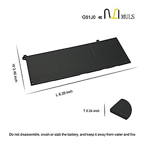 MULS G91J0 41Wh Laptop Battery for Dell Inspiron 13 5310 14 5410 14 Plus 7420 15 3510 3511 5510 16 5625 14 5410 2-in-1 Latitude 3320 3330 Vostro 5620 13 5310 14 3420 15 3510 V6W33 Laptop ​3467mAh