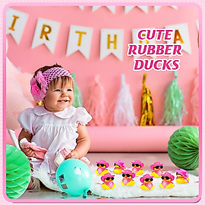 24 Set Cowboy Rubber Duck Mini Yellow Duckies Bath Party Toy Tiny Ducks Bathtub Toy with Cowboy Hat Paisley Bandanas Sunglasses for Summer Baby Shower Birthday Swimming Party Favor (Elegant Style)