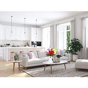 KASIHAO Artificial Rose Flower Green Leaves and Stem Silk Fake Rose Flower Home Garden Decoration Wedding Bouquet, Birthday Gift Flower Party (Color), ReYellow