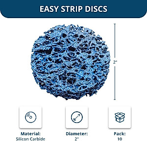 Benchmark Abrasives 2" Quick Change Non Woven Nylon Easy Strip Discs for Sanding Polishing Paint Removal with Male R-Type Backing Use with Die Grinder - (10 Pack)