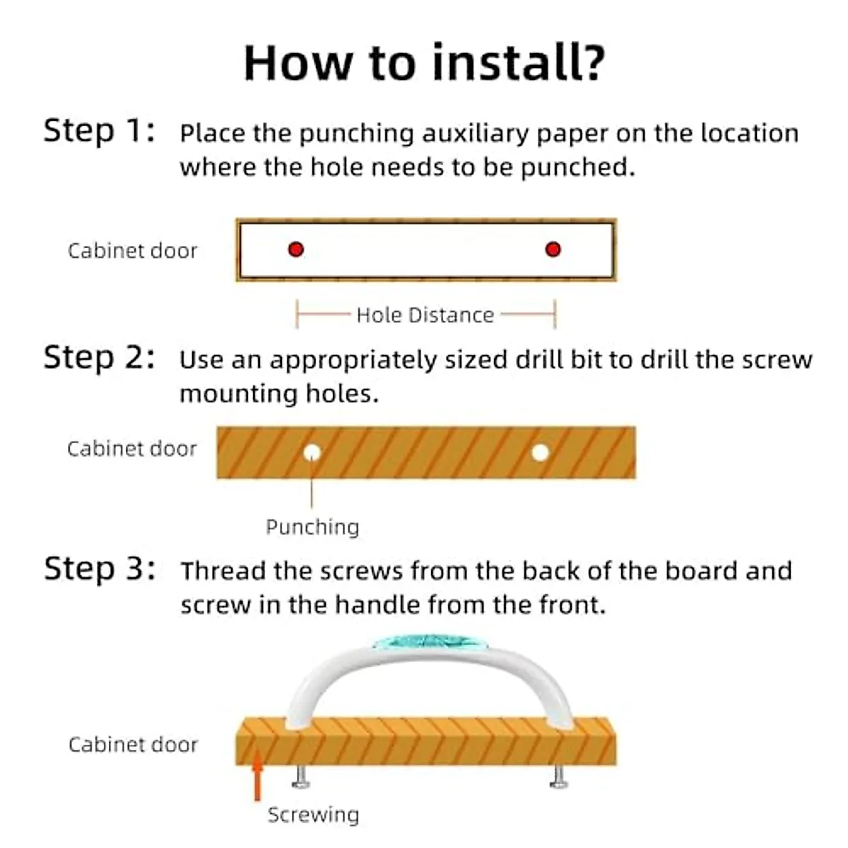 Pull Handle Fence Handle Long Cabinet Handles for Interior, Closet, Drawer, Outdoor, Garage, Abstract Clovers Pattern