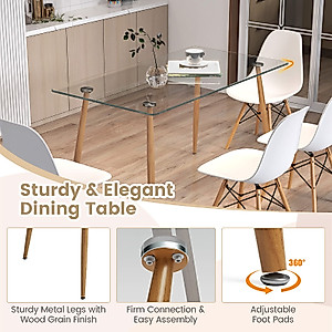 Tangkula Dining Table Set for 4, Modern Kitchen Table and Chairs Set of 4, Glass Dining Room Table Set for Small Living Room, Kitchen
