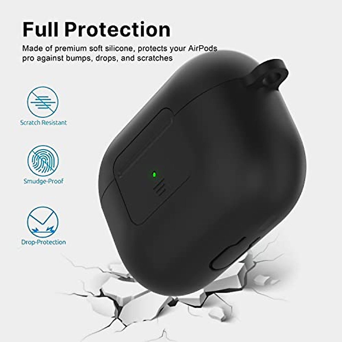 FUNLINK for Airpod Pro Case Cover, [Upgrade Secure Lock] AirPods Pro 1st Generation Case Shockproof Silicone Skin Protective iPod Pro Case with Keychain for Apple Airpods Pro Case 2019