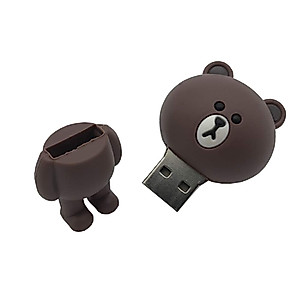 Novelty Standing Brown Bear Shape Design 16GB USB 2.0 Flash Drive Cute Memory Stick Stitch Thumb Drive Data Storage Pendrive Cartoon Jump Drive Gift