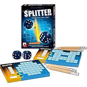 Splitter Dice Game - A Symmetrical Challenge of Numbers and Strategy, Roll-and-Write Puzzle Game, Family Game for Kids and Adults, Ages 8+, 1-12 Players, 15 Minute Playtime, Made by Pandasaurus Games