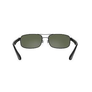 Ray-Ban Men's RB3445 Rectangular Sunglasses, Black/Polarized Dark Green, 64 mm