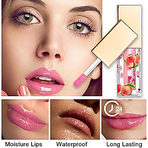 evpct 3Pcs Peach Strawberry Watermelon Mini Clear Color Change Changing PH Tinted Lip Gloss Balm Set for Women Girls Lip Oil Gloss Tint Stain Glaze Pack bulk labiales magicos brillos para labios